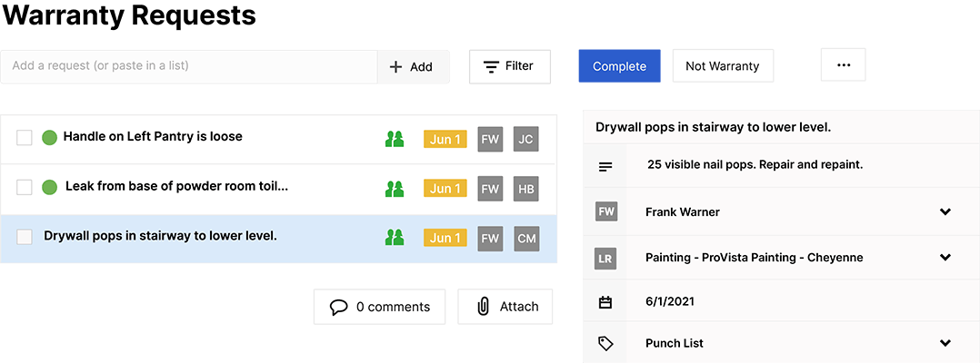 Construction punch list software features | CoConstruct | CoConstruct